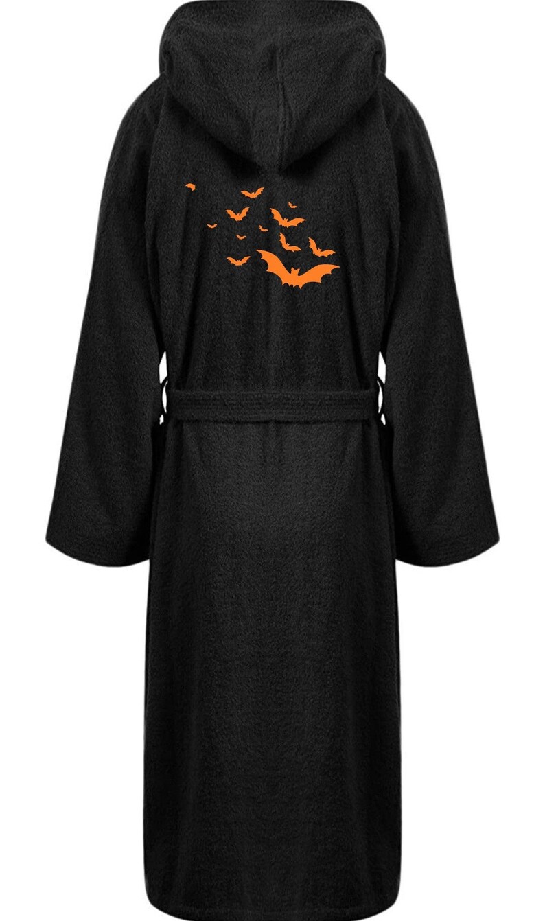 Black Orange Cat Witch Bat Halloween Goth Terry Bathrobe - Etsy