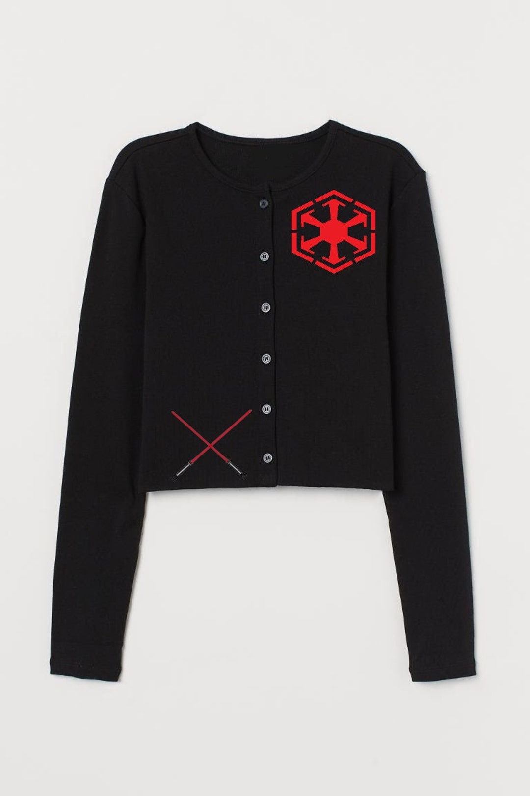 Women's Embroidered Custom Cardigan / Sith Red Logo & Lightsaber Design ...