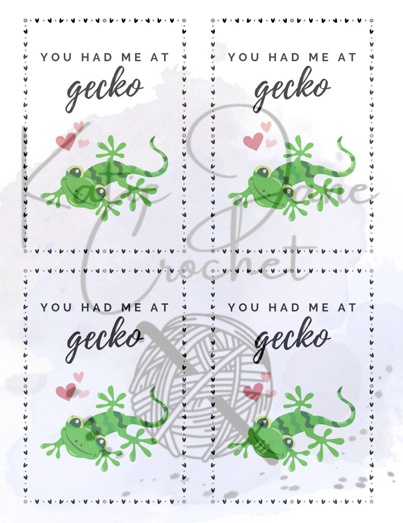 Gecko Digital Card Printable Gecko Valentine Printable Gecko Valentine ...
