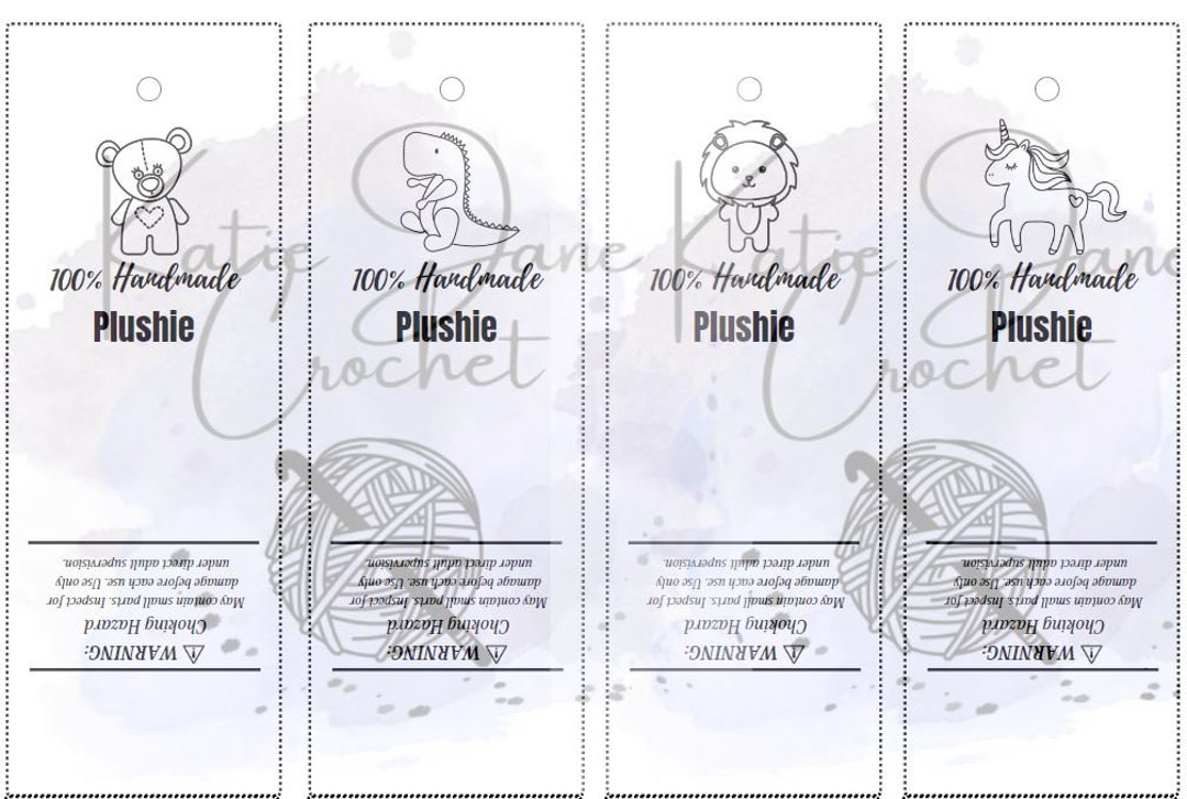 Printable Plushie Hanging Tags, Printable Amigurumi Tags, Digital Toy ...