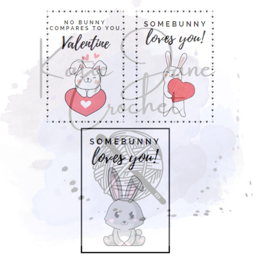 Bunny Digital Card Printable, Bunny Valentine Printable, Somebunny ...