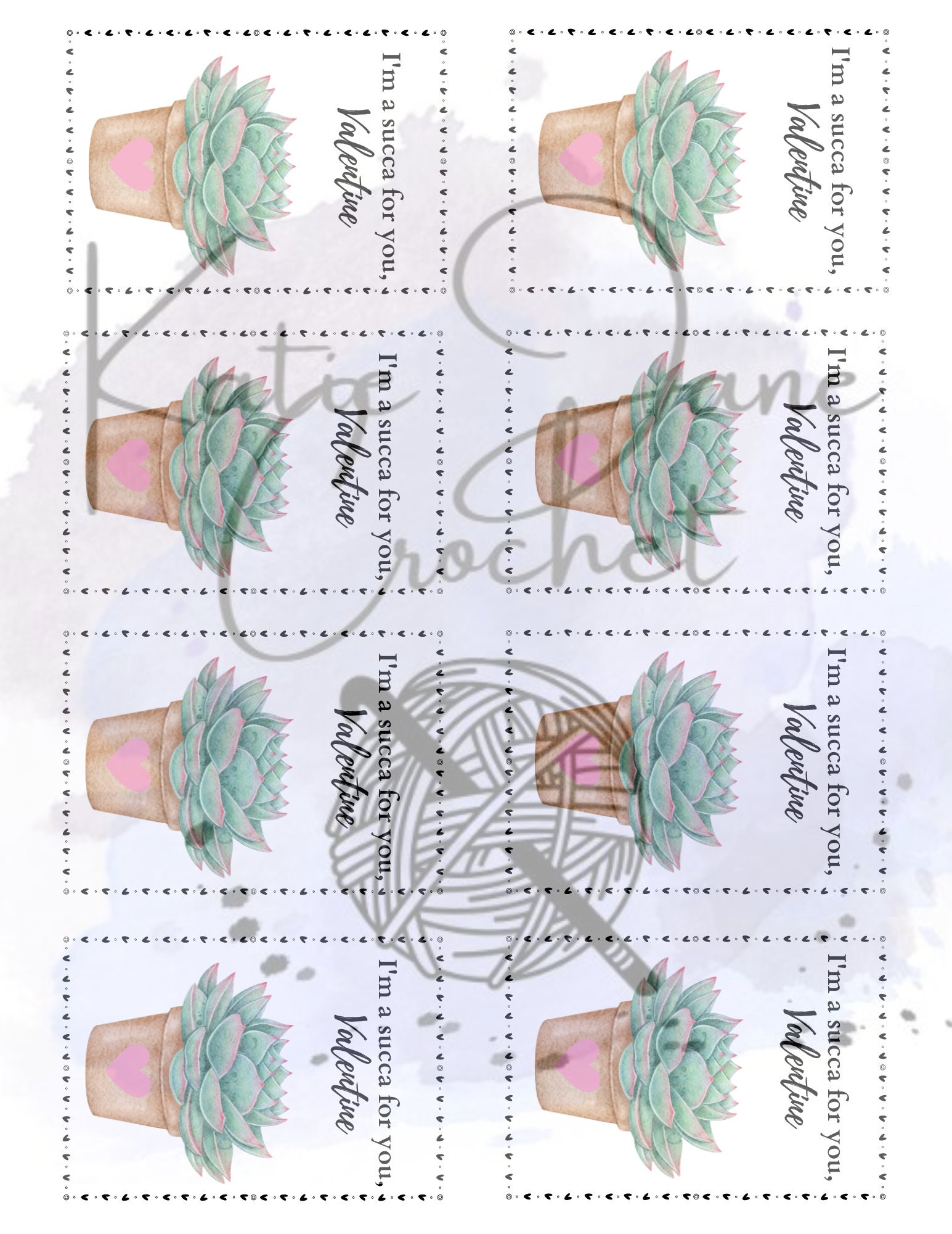 Succulent Digital Card Printable, I'm a Succa for You Valentine ...