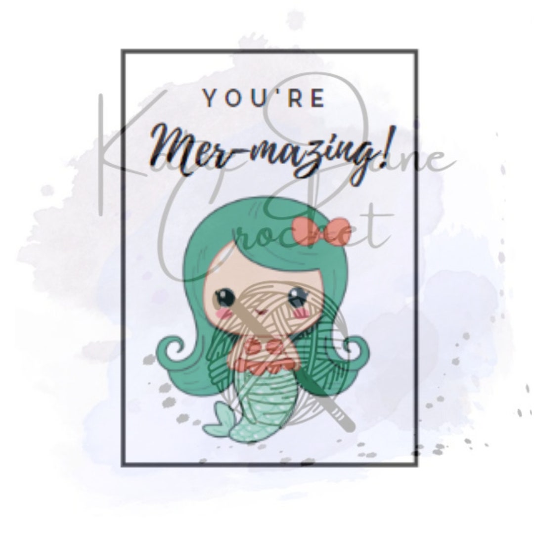 Mermaid Digital Card Printable, You're Mer-mazing, Siren Valentine ...