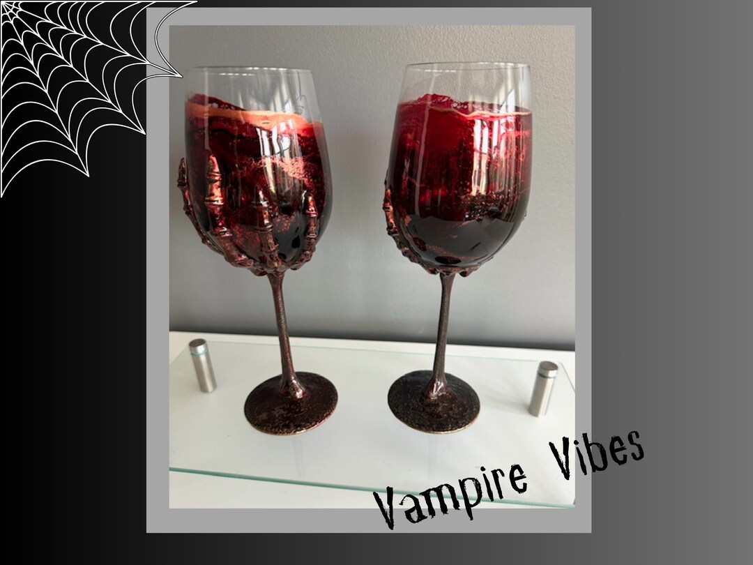Vampire Themed Wine Glasses / Halloween / Costume Party / Vampire ...