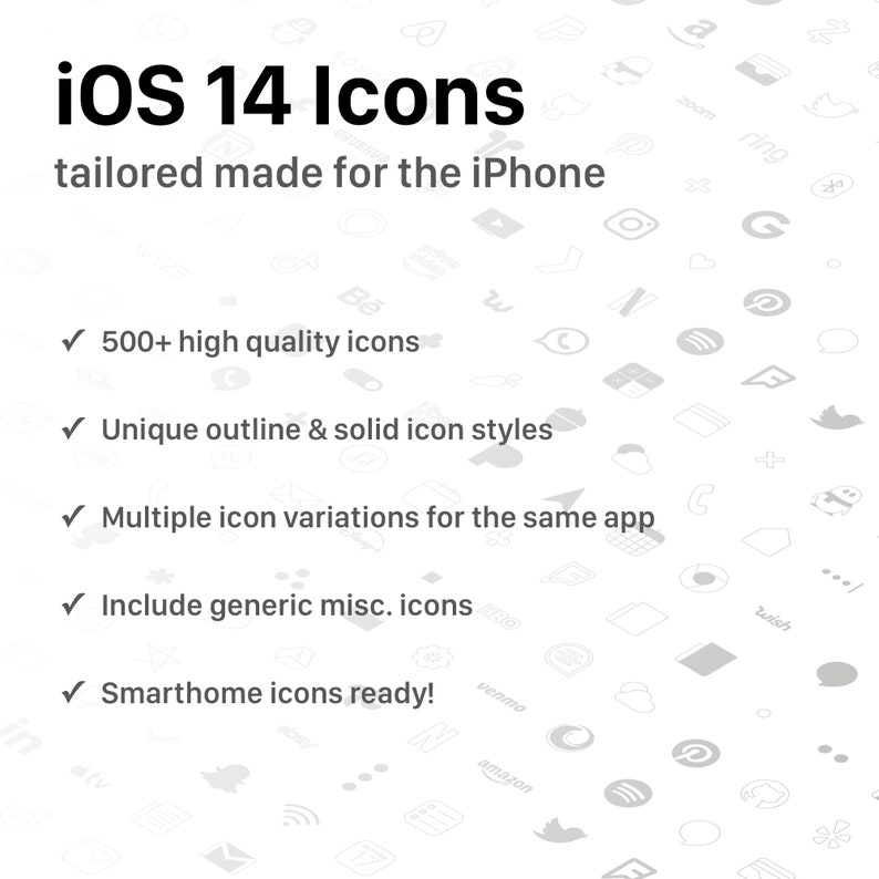 Ios 14 Icons: White Outline on Black Background - Etsy