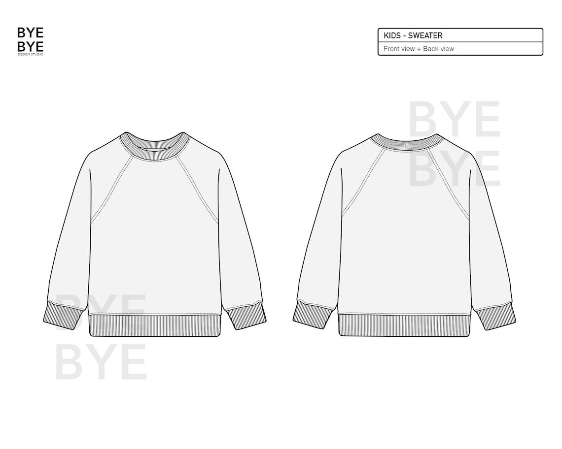 KID'S SWEATER Fashion Design Flat Sketches to Download Technical CAD ...