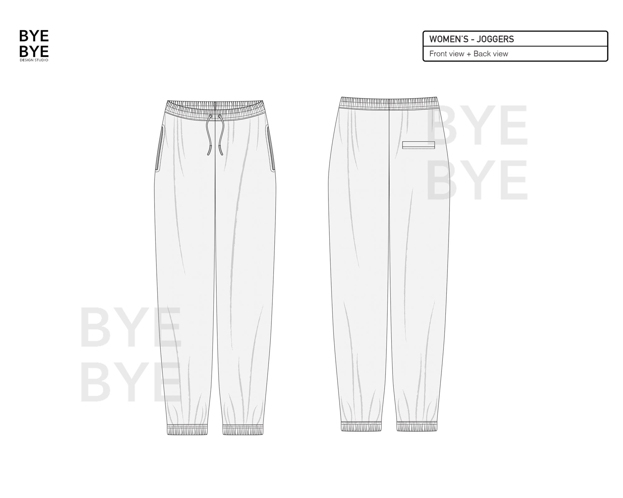 WOMEN'S JOGGERS - Fashion Design Flat Sketches to Download - Technical ...