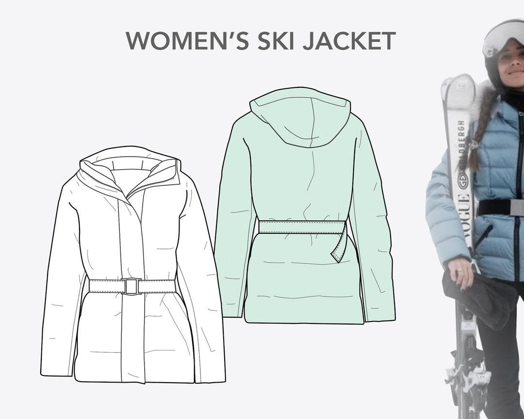 Women's Ski Jacket Flat Sketch – Fashion Design CAD (digital Download ...