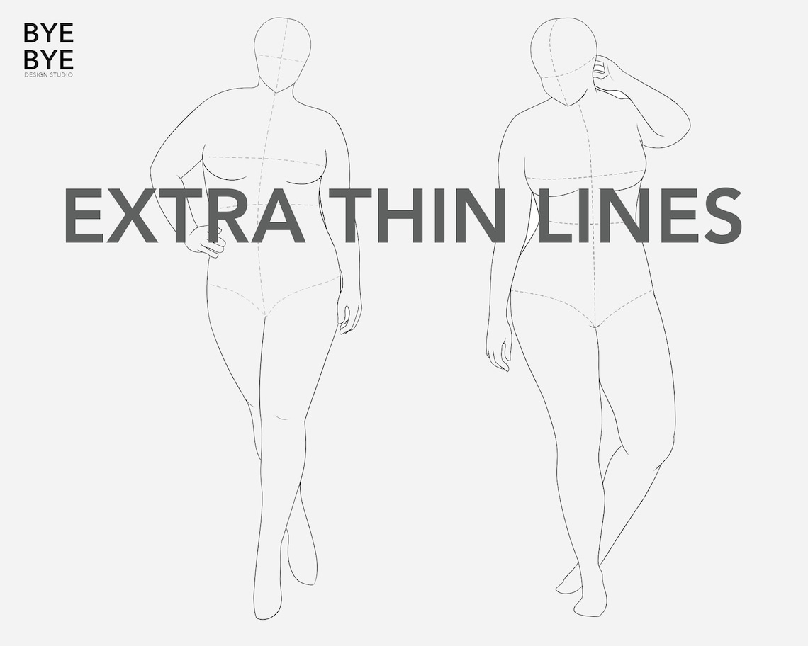 Fashion Sketchbook Figure Template Plus Size Croquis 2 - Etsy