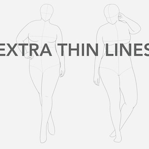 Fashion Sketchbook Figure Template Plus Size Croquis 2 - Etsy