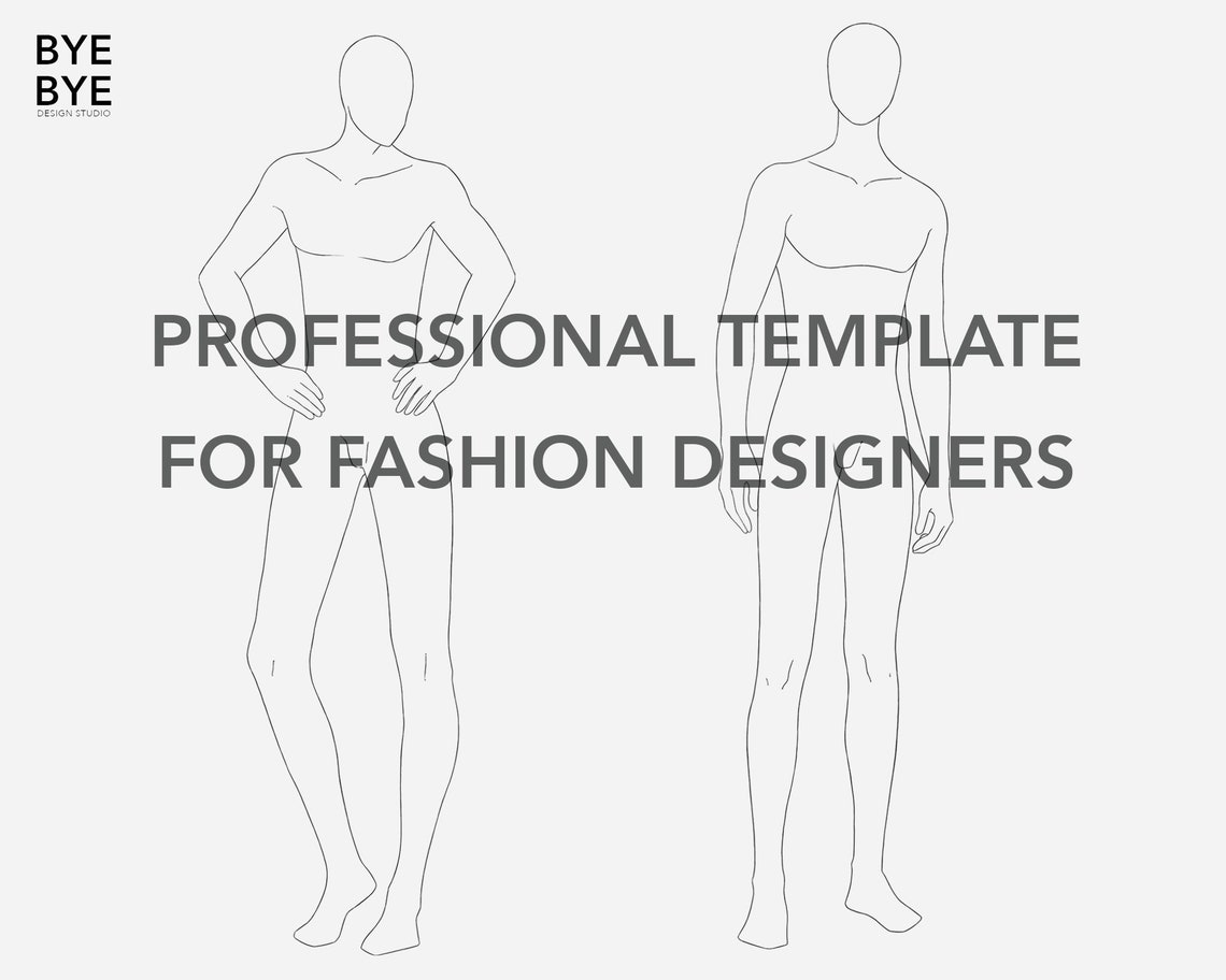 Male Fashion Figure Template - Fashion Croquis #3 - Etsy
