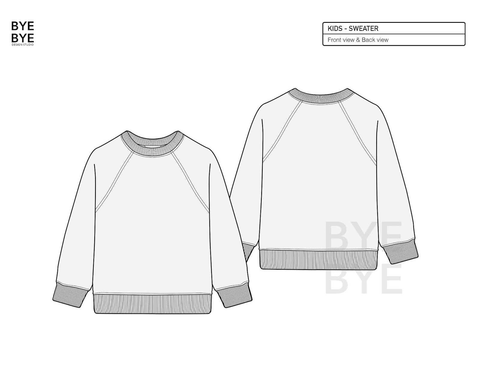 KID'S SWEATER - Fashion Design Flat Sketches to Download - Technical ...