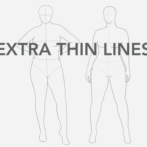 Fashion Sketchbook Figure Template - Plus Size Croquis #3 - Etsy