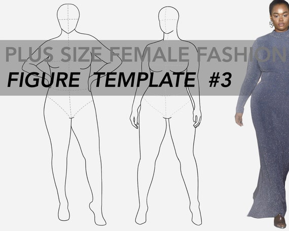 Fashion Sketchbook Figure Template Plus Size Croquis 3 - Etsy