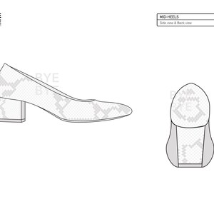 Mid HEEL SHOES Fashion Design Flat Sketches to Download Technical CAD ...