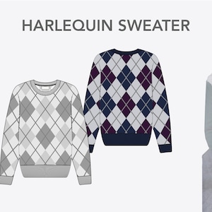 Unisex Harlequin Knit SWEATER - Fashion Design Flat Sketches to ...