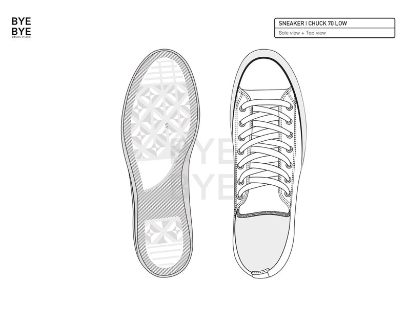 Chuck 70 Low Sneaker Flat Sketch – Fashion Design CAD (digital Download ...