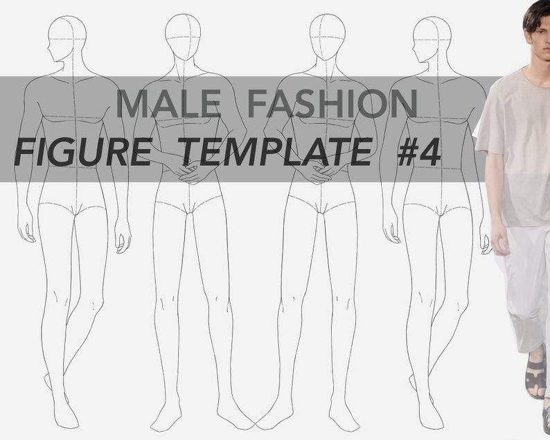 Male Fashion Figure Template Fashion Croquis 4 - Etsy