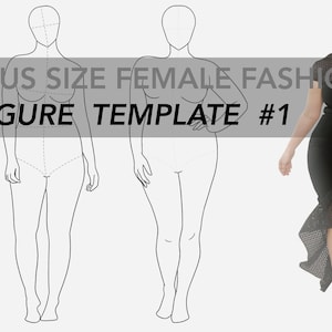 Fashion Sketchbook Figure Template - Plus Size Croquis #1 - Etsy