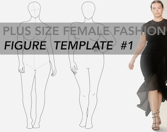 Fashion Sketchbook Figure Template Plus Size Croquis 3 | Etsy