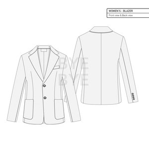 WOMEN'S BLAZER - Fashion Design Flat Sketches to Download - Technical ...
