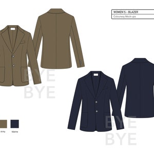 WOMEN'S BLAZER - Fashion Design Flat Sketches to Download - Technical ...