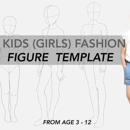 Kids girls Fashion Figure Template Fashion Croquis Kids - Etsy