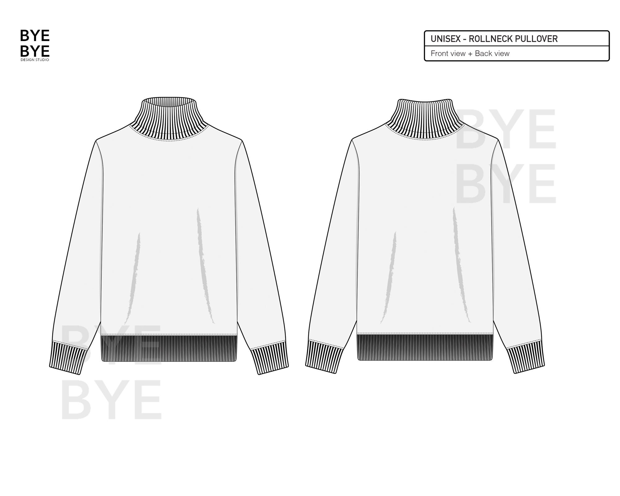 Unisex ROLLNECK SWEATER - Fashion Design Flat Sketches to Download ...