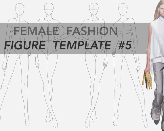 Female Fashion Figure Template Fashion Croquis 5 | Etsy
