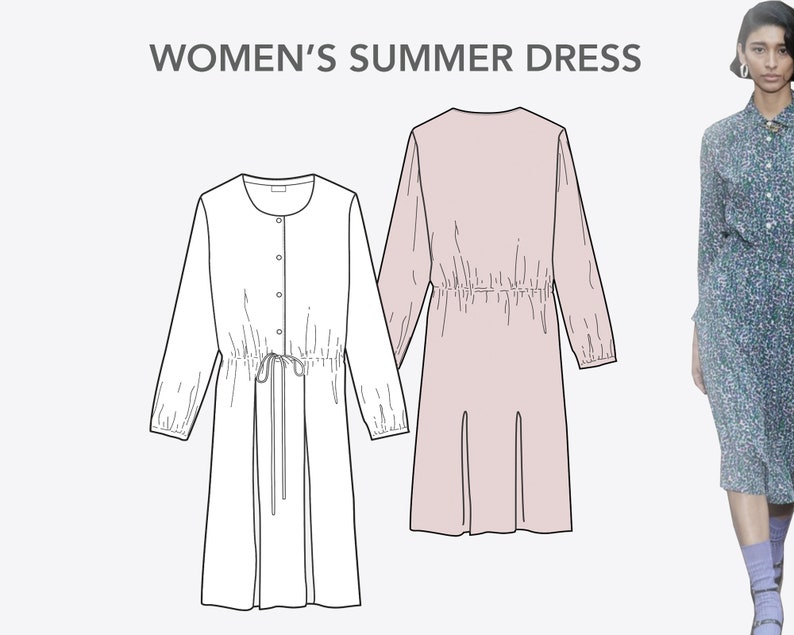 Women's SUMMER DRESS - Fashion Design Flat Sketches to Download ...