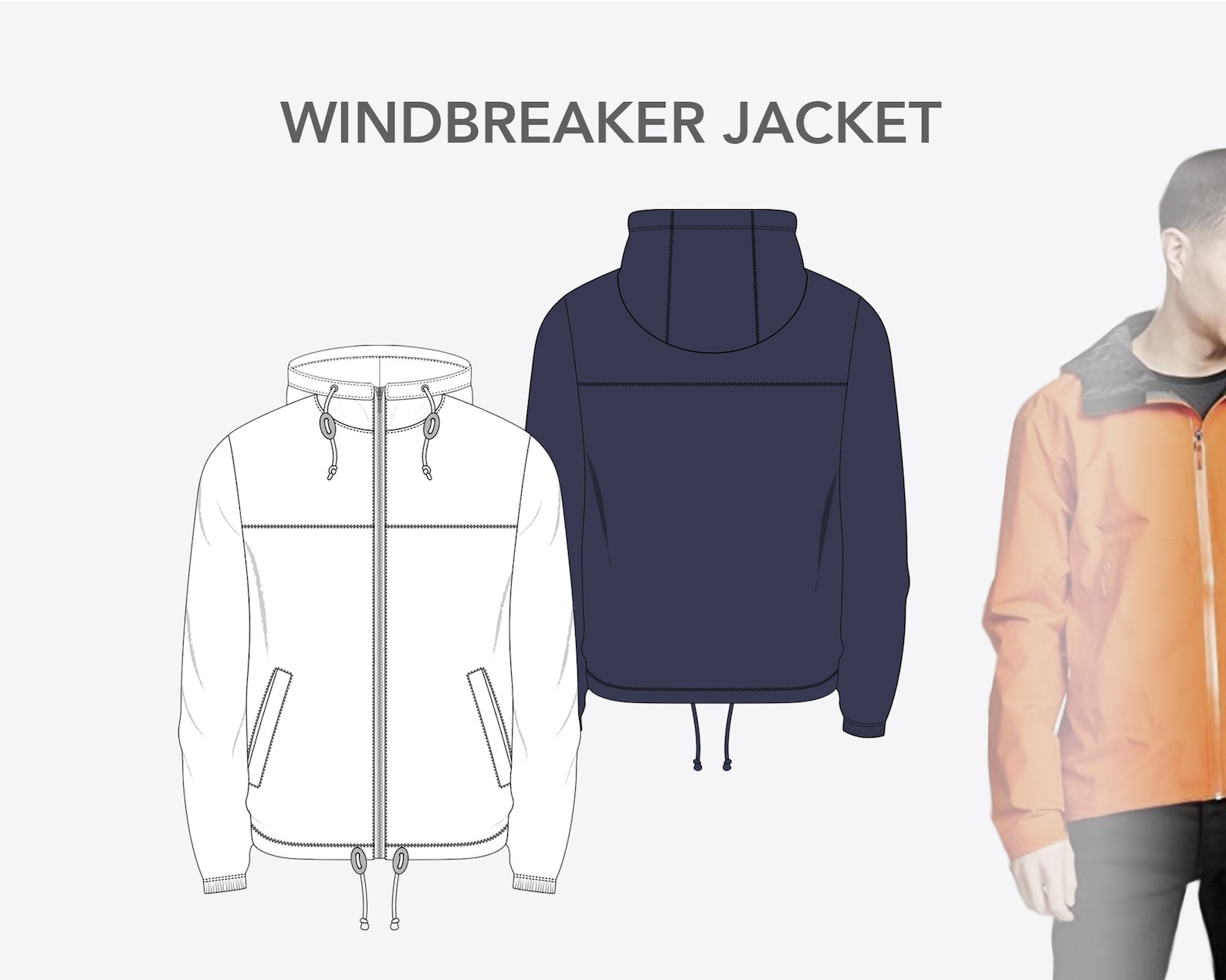 WINDBREAKER JACKET - Fashion Design Flat Sketches to Download ...
