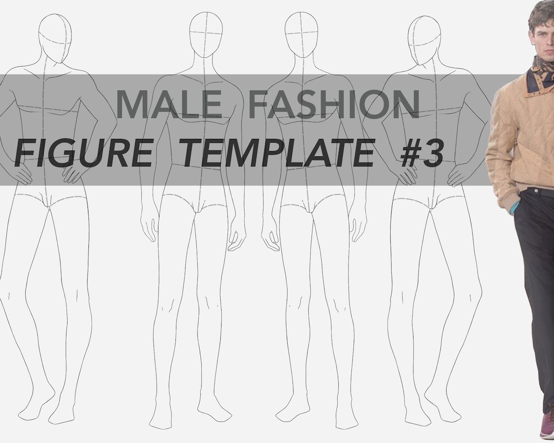 Male Fashion Figure Template - Fashion Croquis #3 - Etsy