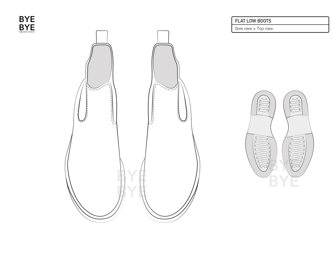 FLAT Low BOOTS - Fashion Design Flat Sketches to Download - Technical ...