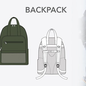 BACKPACK Fashion Design Flat Sketches to Download Technical CAD Drawing ...