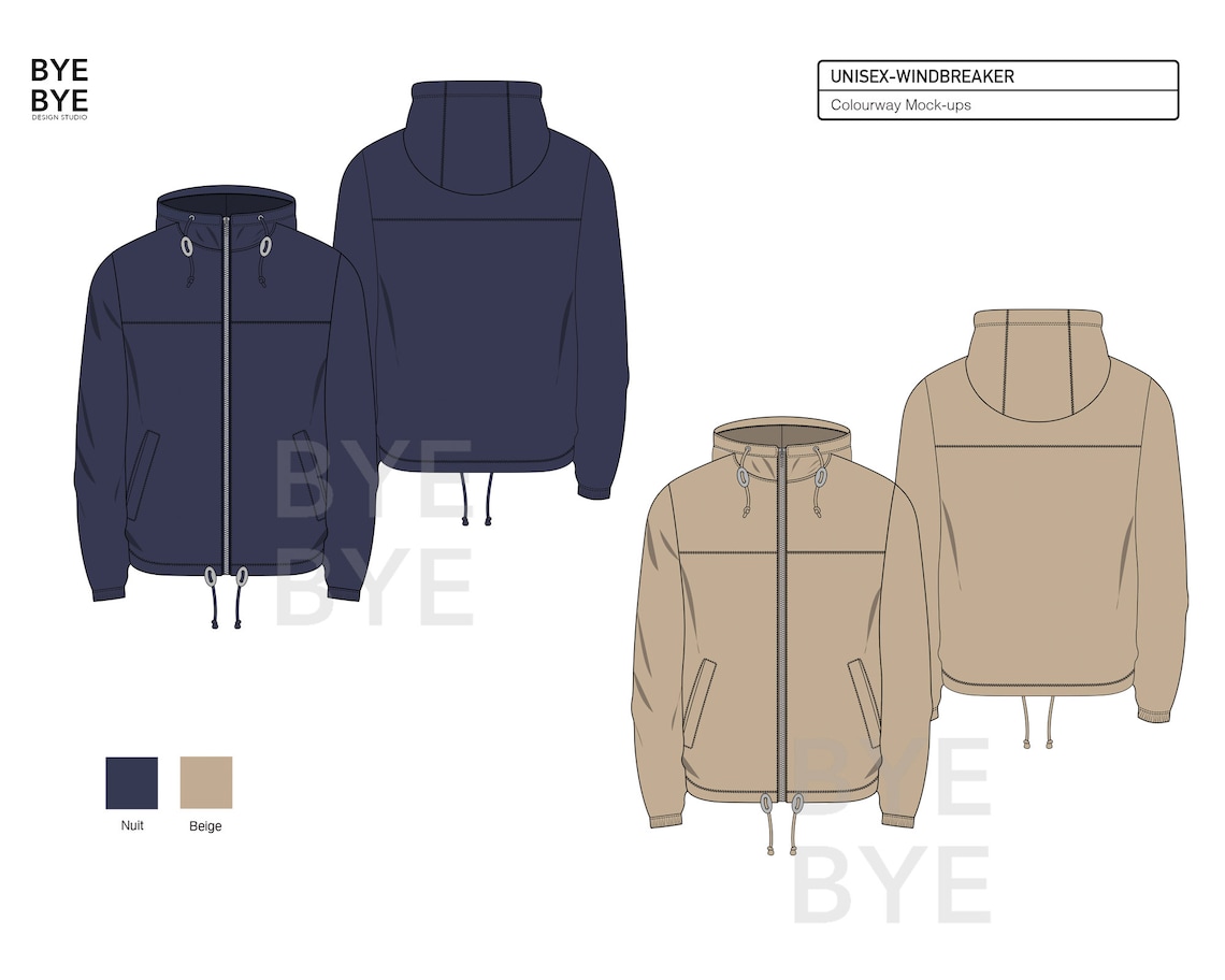 WINDBREAKER JACKET - Fashion Design Flat Sketches to Download ...