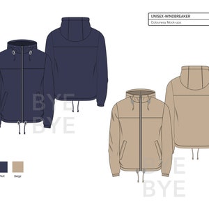 WINDBREAKER JACKET - Fashion Design Flat Sketches to Download ...