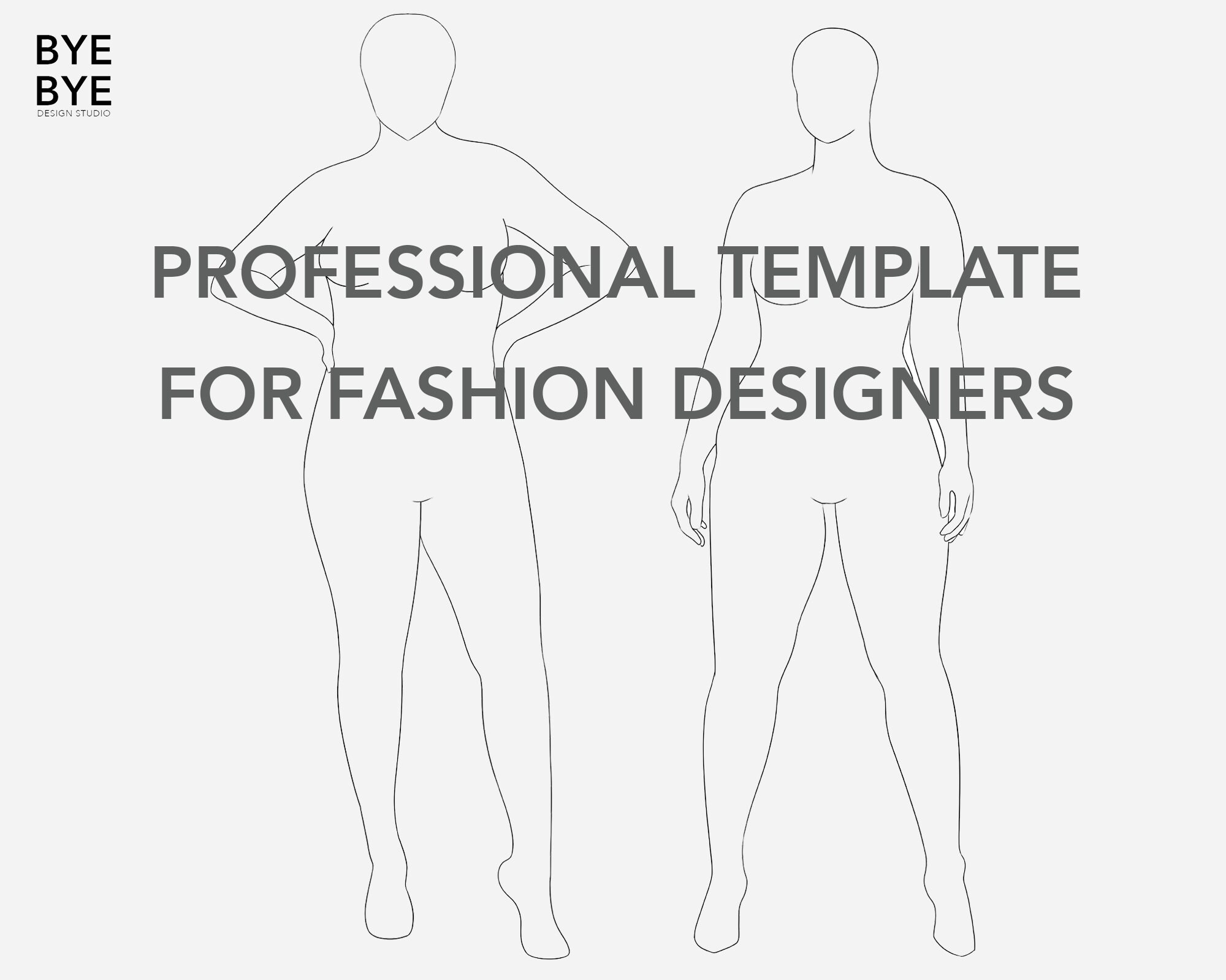 Fashion Sketchbook Figure Template - Plus Size Croquis #3 - Etsy