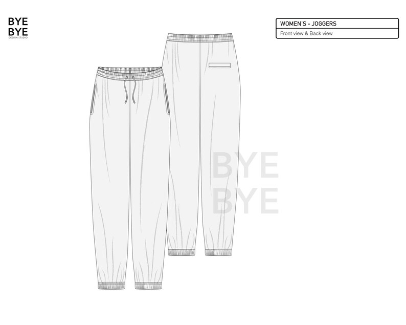 WOMEN'S JOGGERS - Fashion Design Flat Sketches to Download - Technical ...