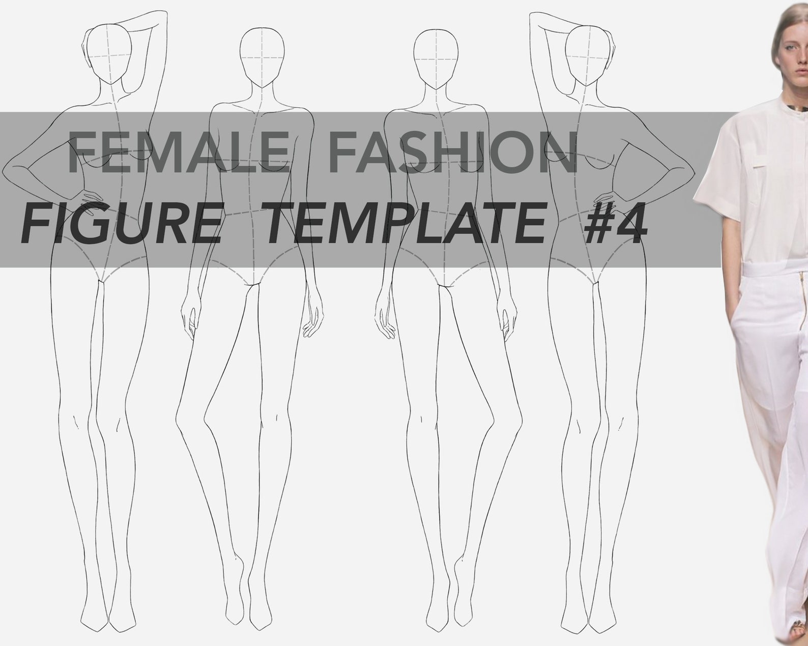 Female Fashion Figure Template Fashion Croquis 4 - Etsy