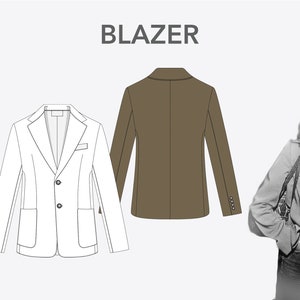 WOMEN'S BLAZER - Fashion Design Flat Sketches to Download - Technical ...