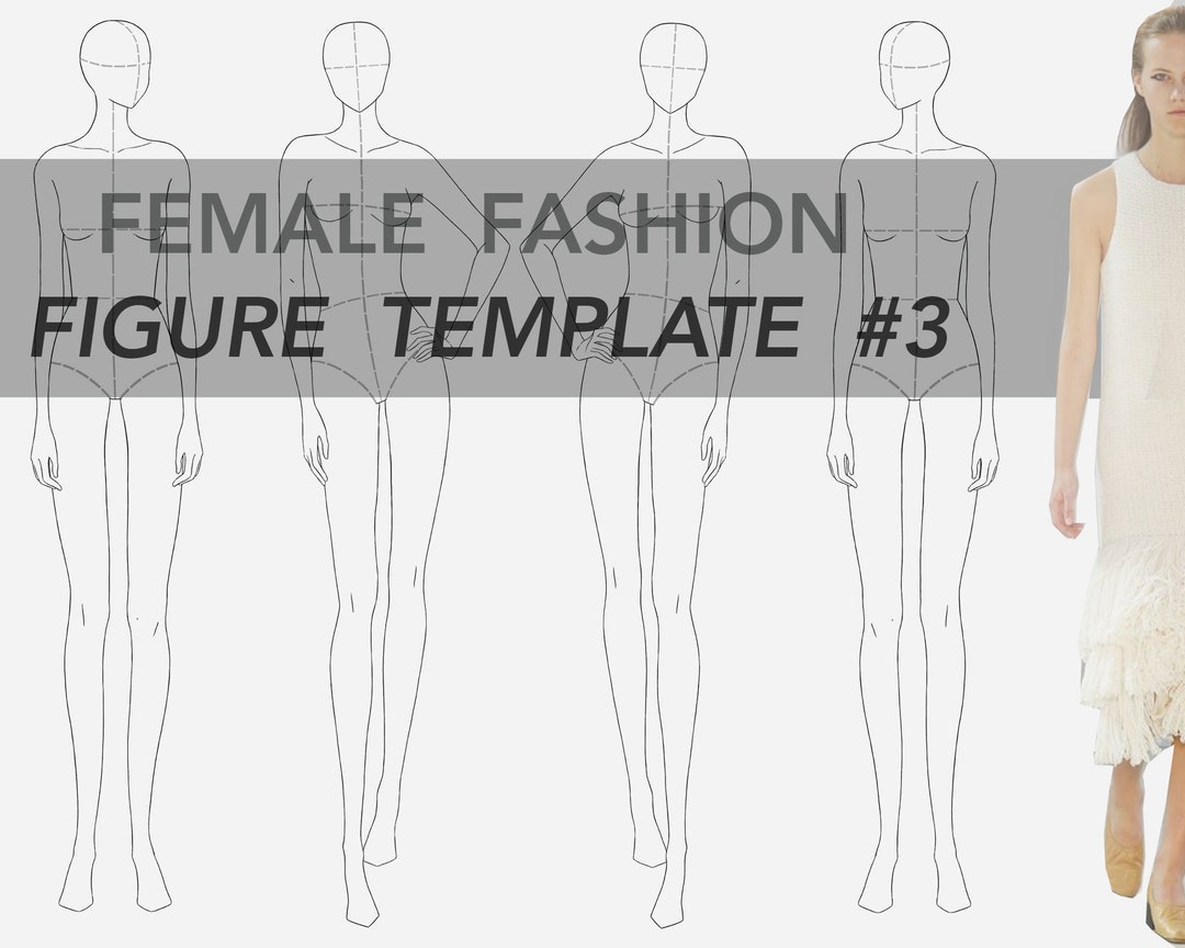 Female Fashion Figure Template - Fashion Croquis #3 - Etsy