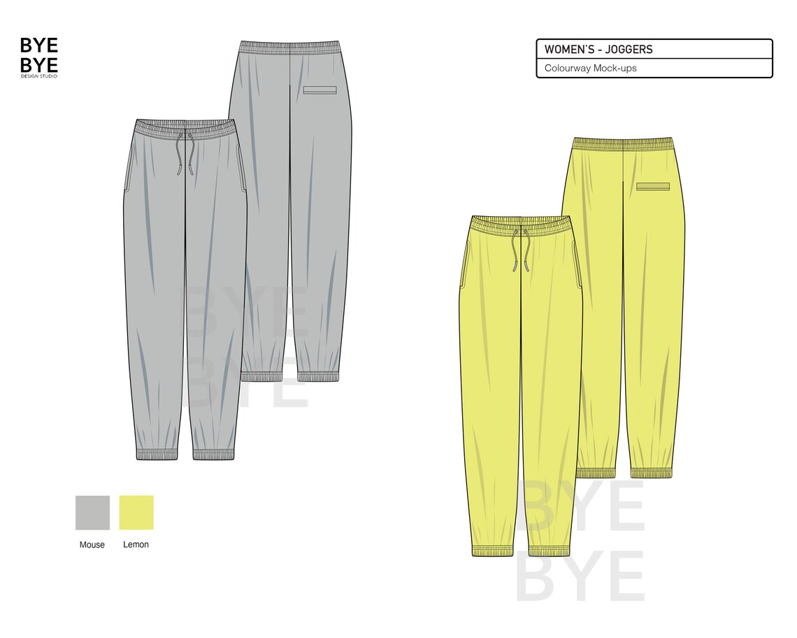 WOMEN'S JOGGERS - Fashion Design Flat Sketches to Download - Technical ...