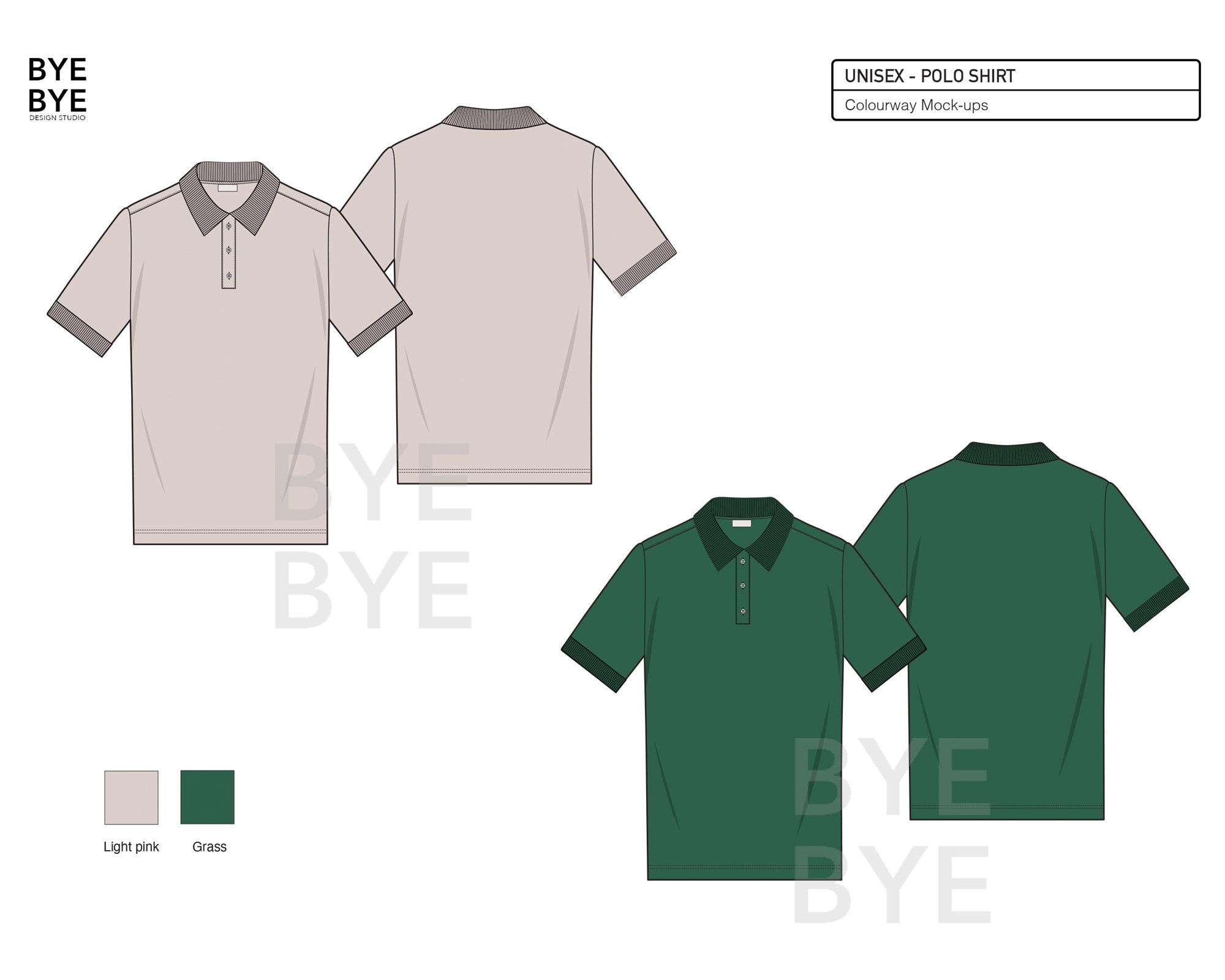 Unisex POLO SHIRT Fashion Design Flat Sketches to Download Technical ...