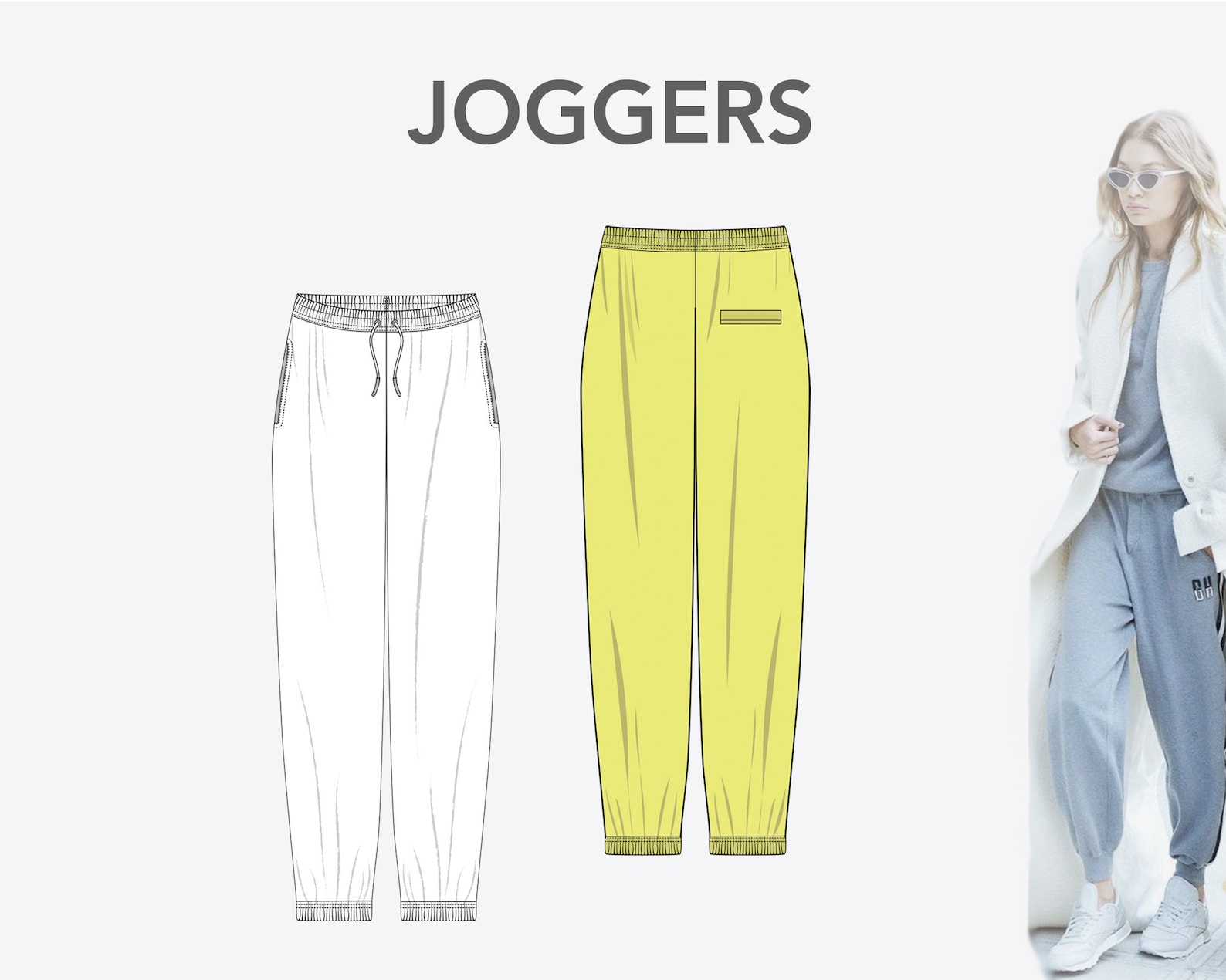 WOMEN'S JOGGERS - Fashion Design Flat Sketches to Download - Technical ...