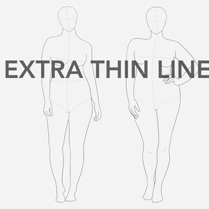 Fashion Sketchbook Figure Template - Plus Size Croquis #1 - Etsy