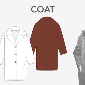 WOMEN'S COAT - Fashion Design Flat Sketches to Download - Technical CAD ...