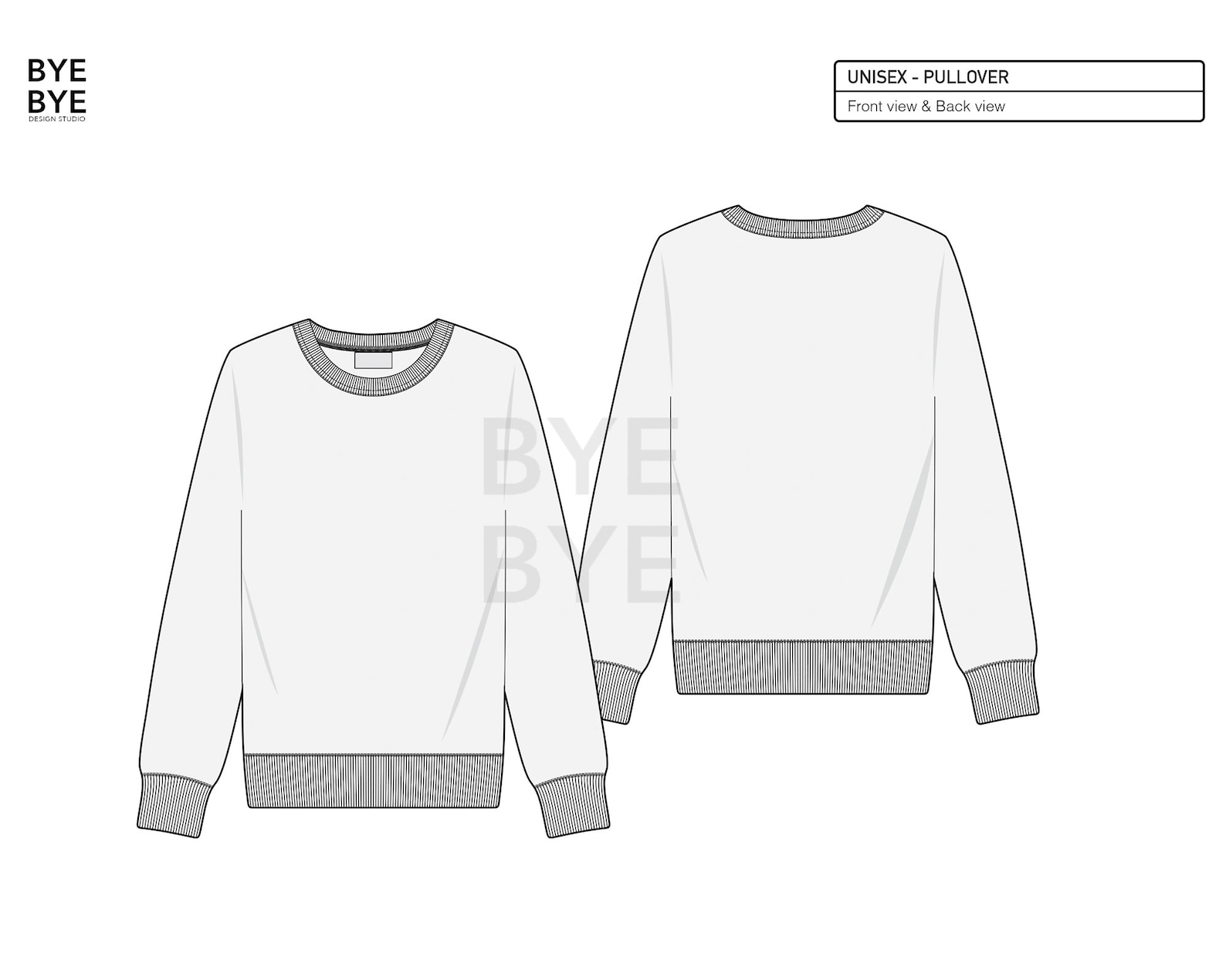 UNISEX SWEATER Fashion Design Flat Sketches to Download Technical CAD ...