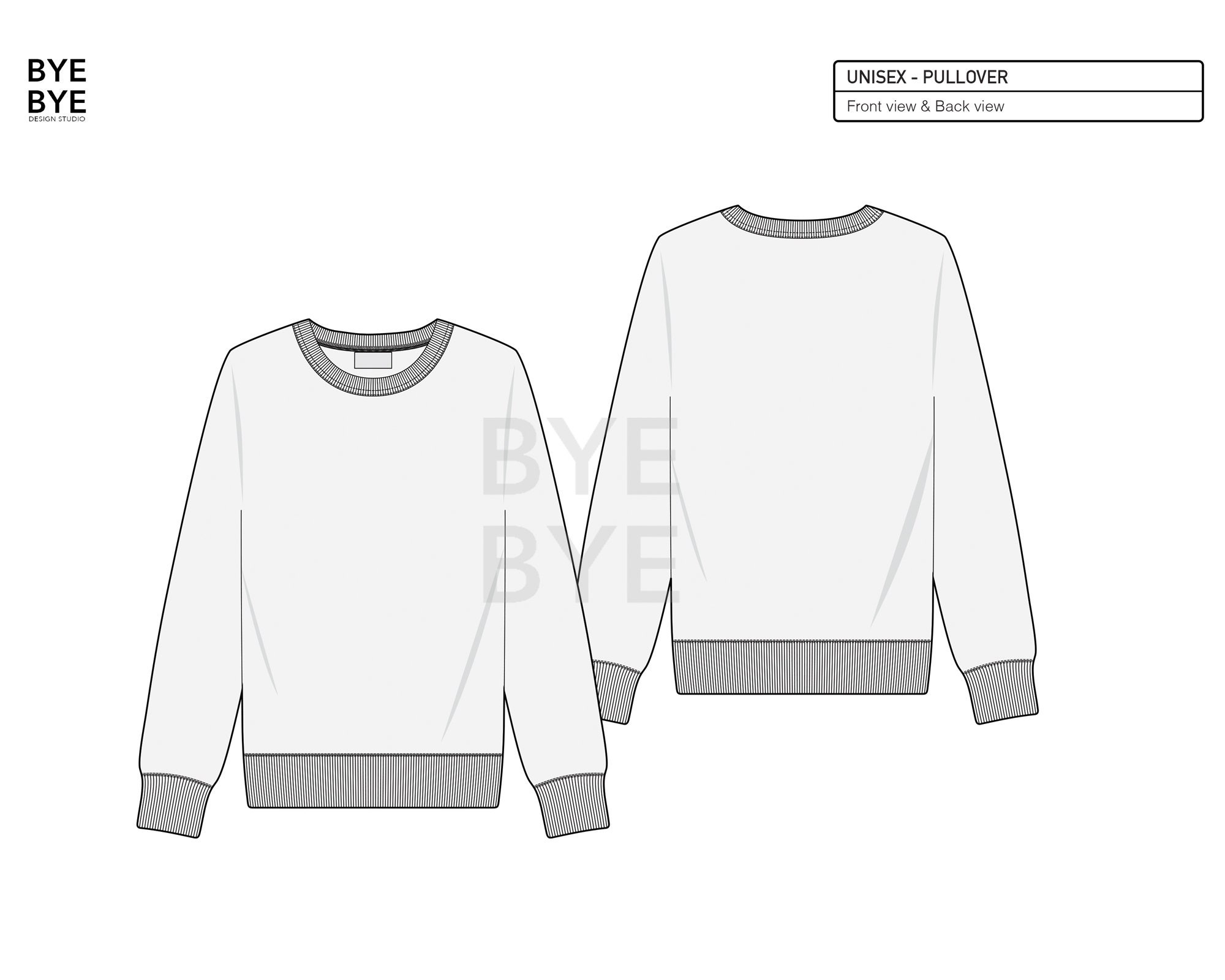 UNISEX SWEATER Fashion Design Flat Sketches to Download Technical CAD ...
