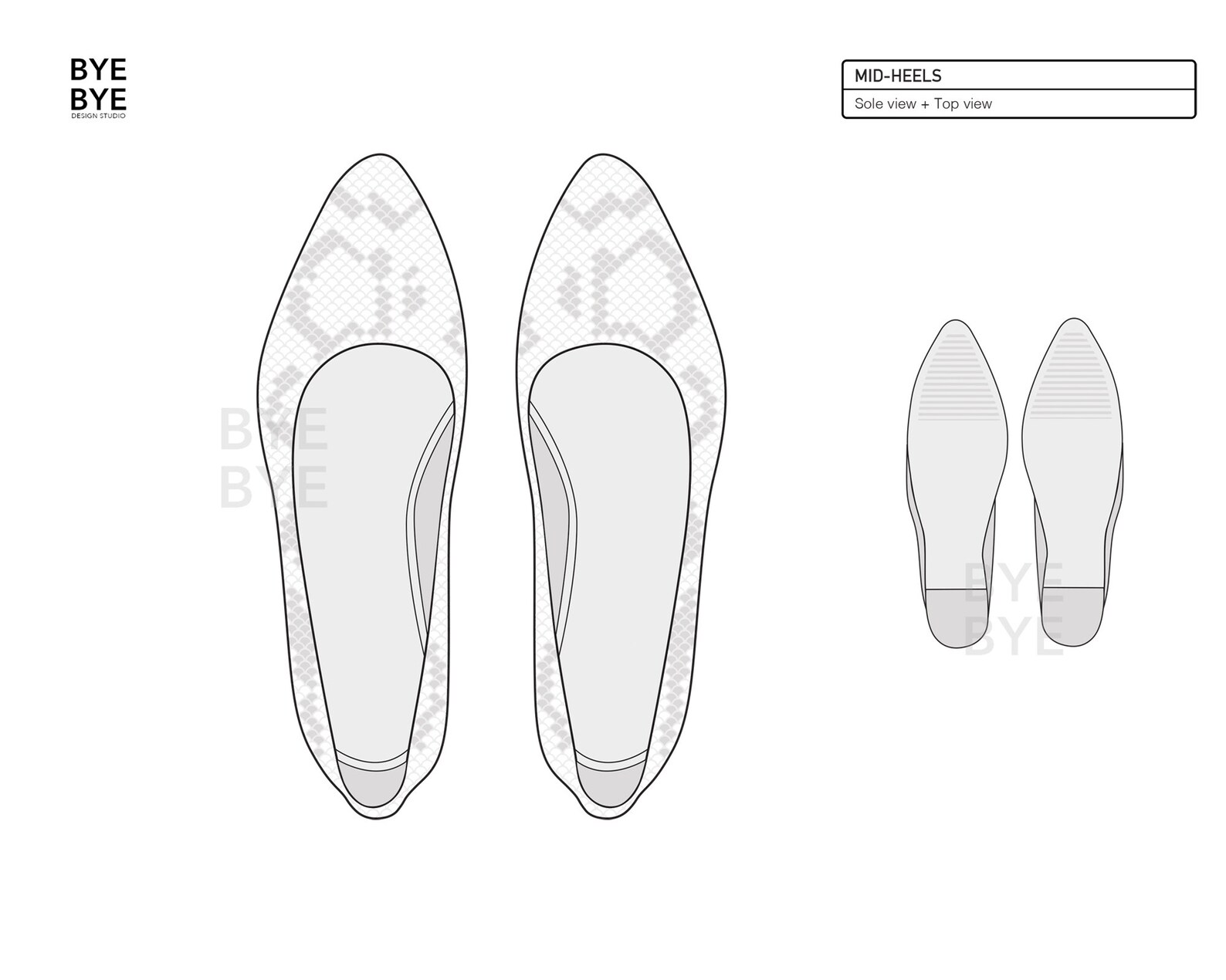 Mid HEEL SHOES Fashion Design Flat Sketches to Download Technical CAD ...