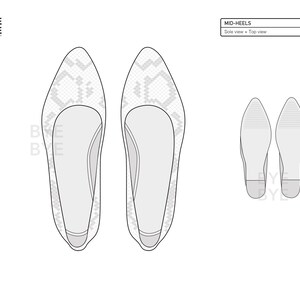Mid HEEL SHOES Fashion Design Flat Sketches to Download Technical CAD ...